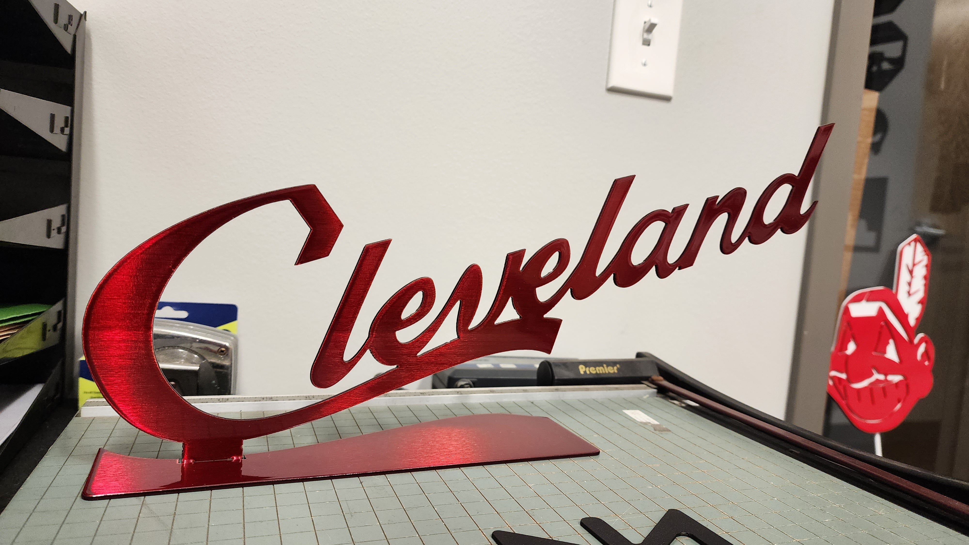 Cleveland Script Sign - Free Standing Desk Decor – Lakeview Metals